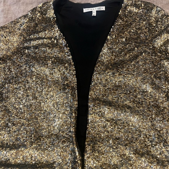 Trina Turk | Jackets & Coats | Trina Turk Womens Gold Sequin Jacket ...
